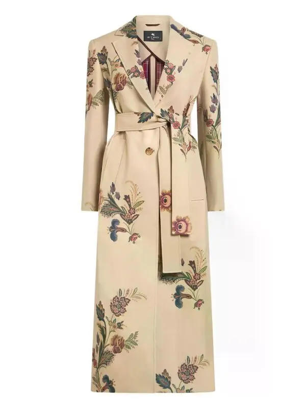 Etro Floral-print Belted Coat