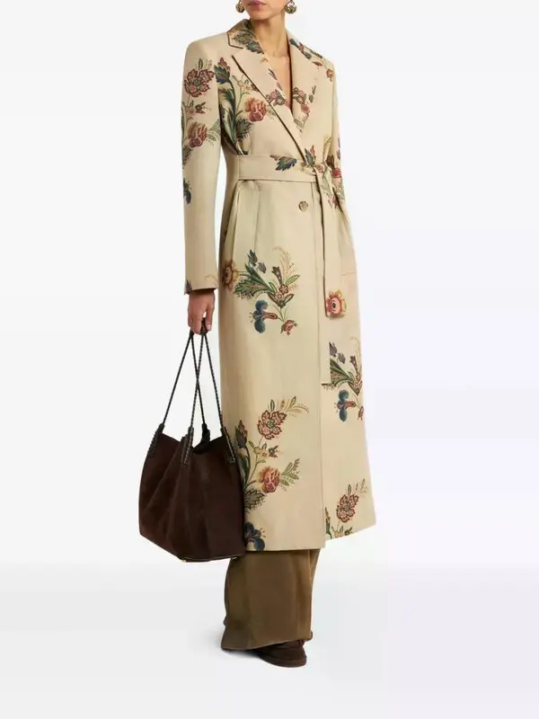 Etro Floral-print Belted Coat