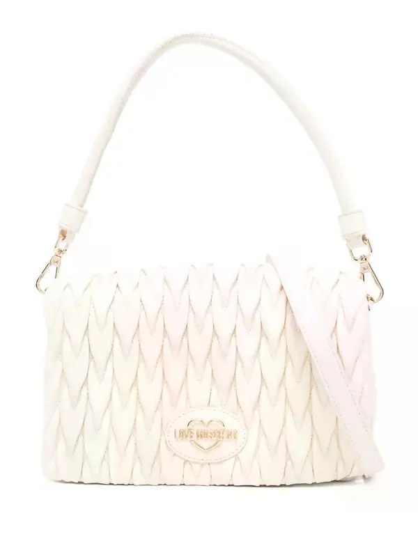 Moschino Quilted Shoulder Bag With Logo Lettering - Neutrals