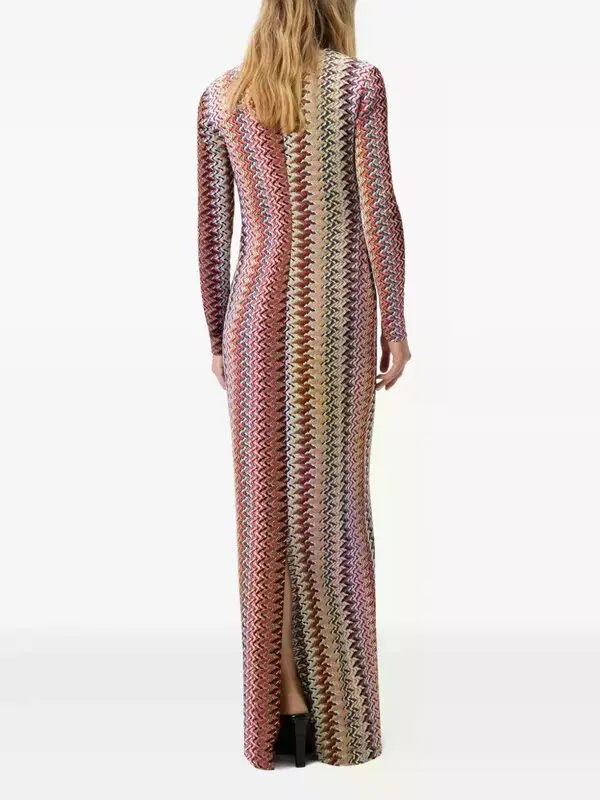 Missoni Chevron-pattern Maxi Dress - Brown