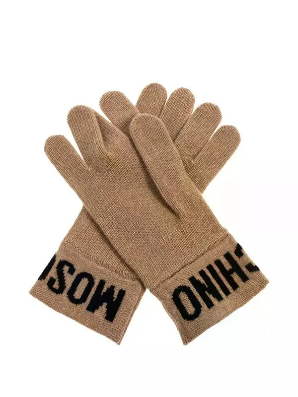 Moschino Logo Gloves - Neutrals
