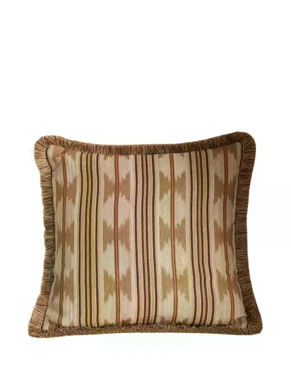SOHO HOME Watkins Striped Fringed Cushion - Brown