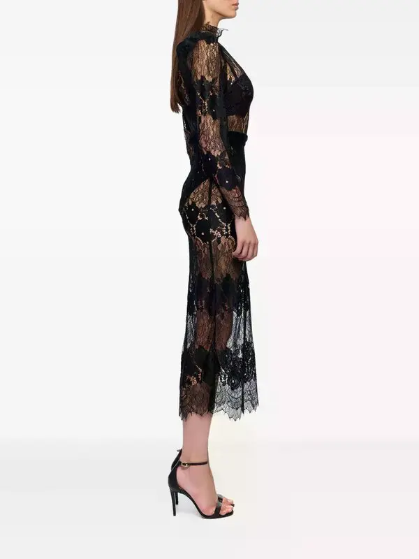 Ana Radu Lace High-Neck Midi Dress - Black