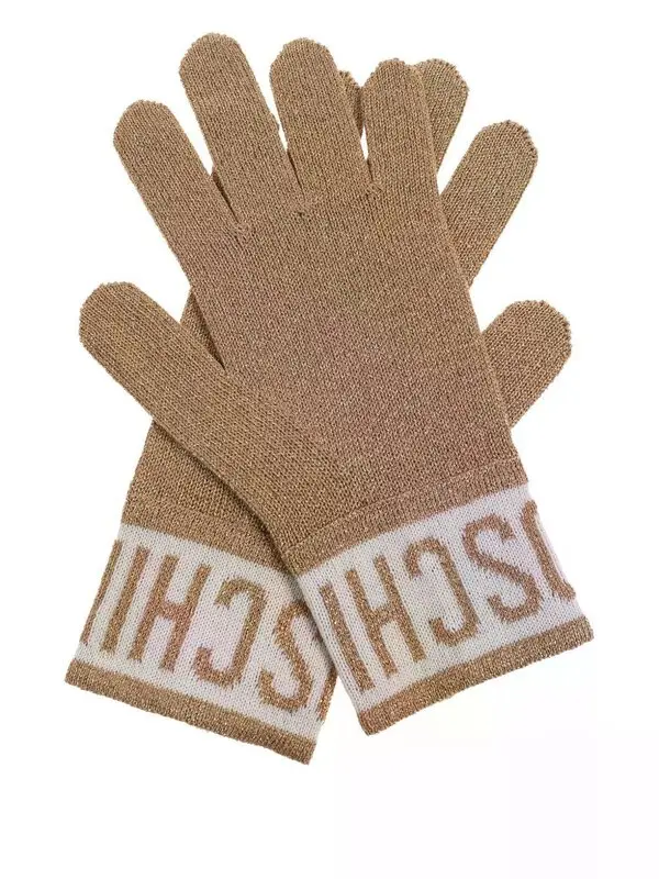Moschino Logo-detail Gloves - Neutrals