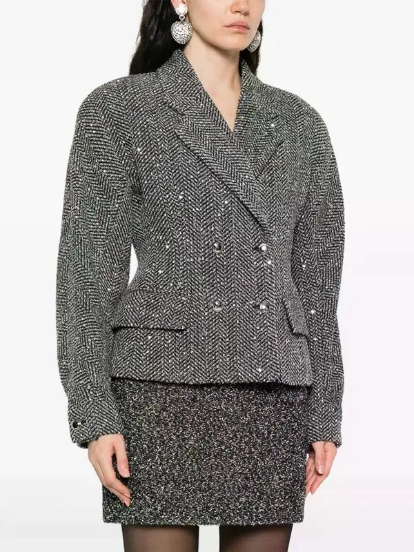Alessandra Rich Sequin-embellished Herringbone Jacket