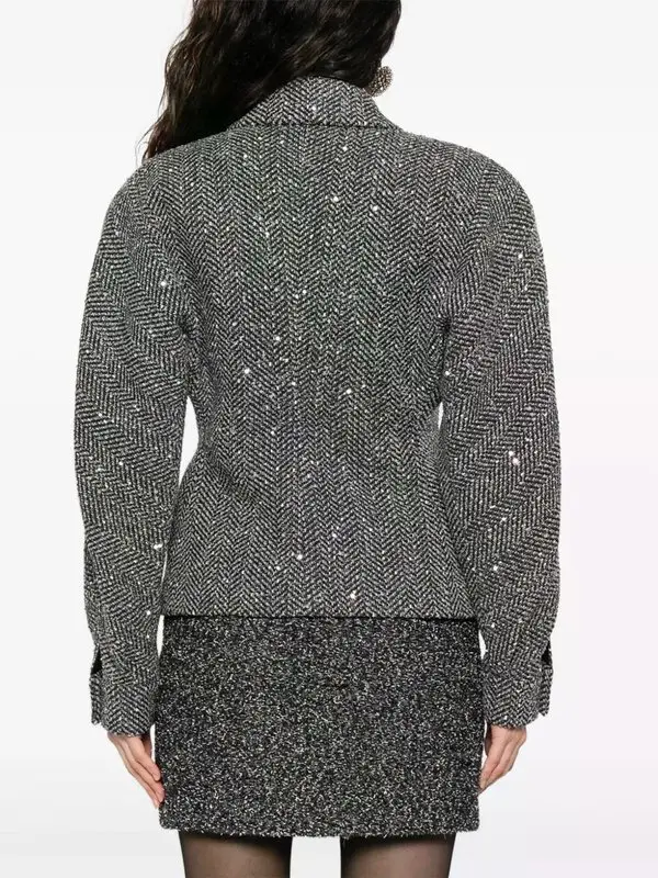 Alessandra Rich Sequin-embellished Herringbone Jacket