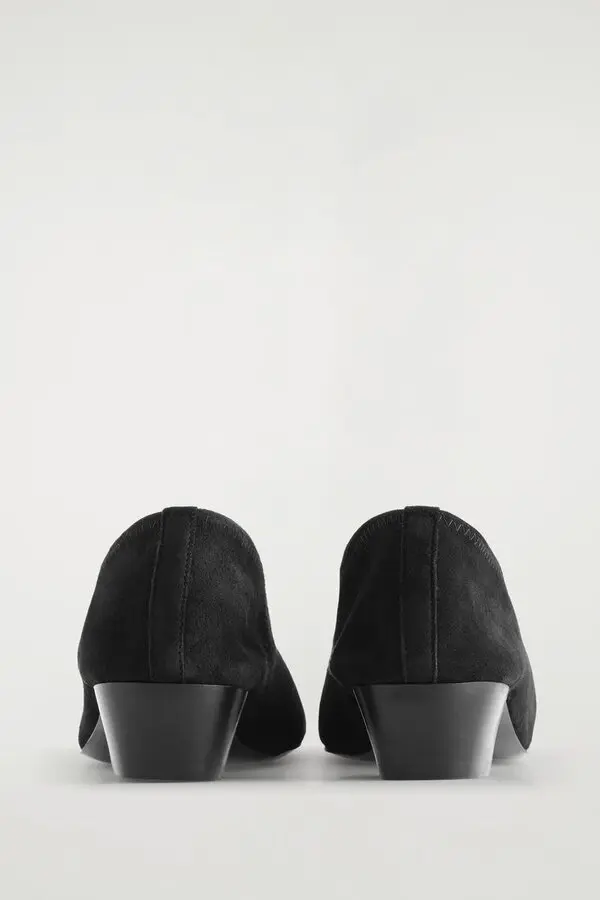 Cos Suede Heeled Ballerinas - Black