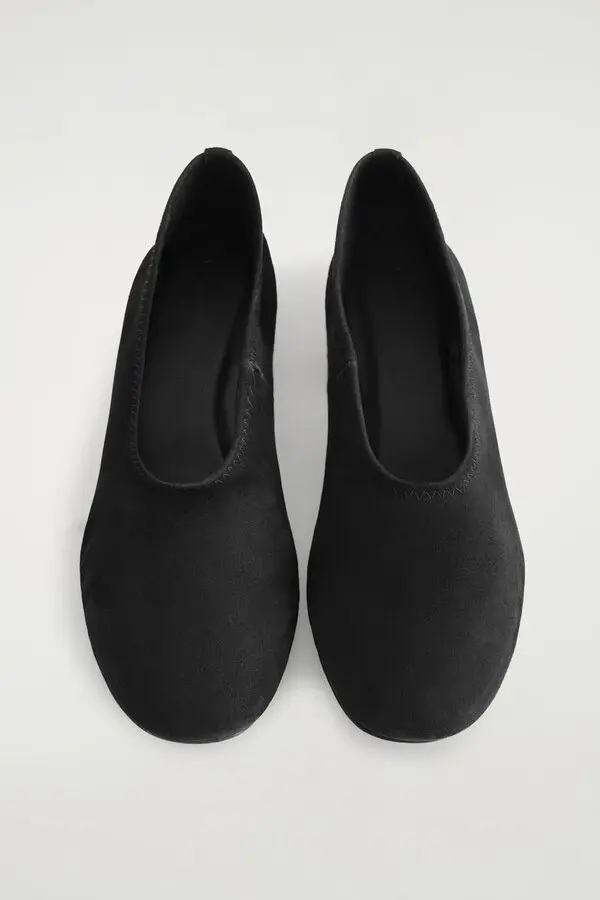 Cos Suede Heeled Ballerinas - Black