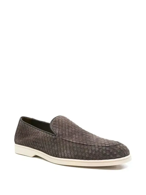 DOUCAL'S Woven Suede Loafers - Brown