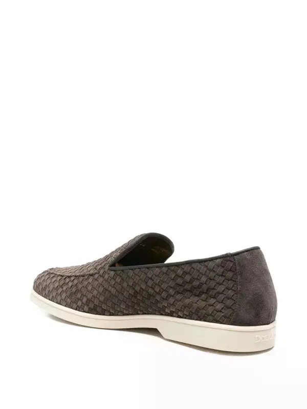 DOUCAL'S Woven Suede Loafers - Brown