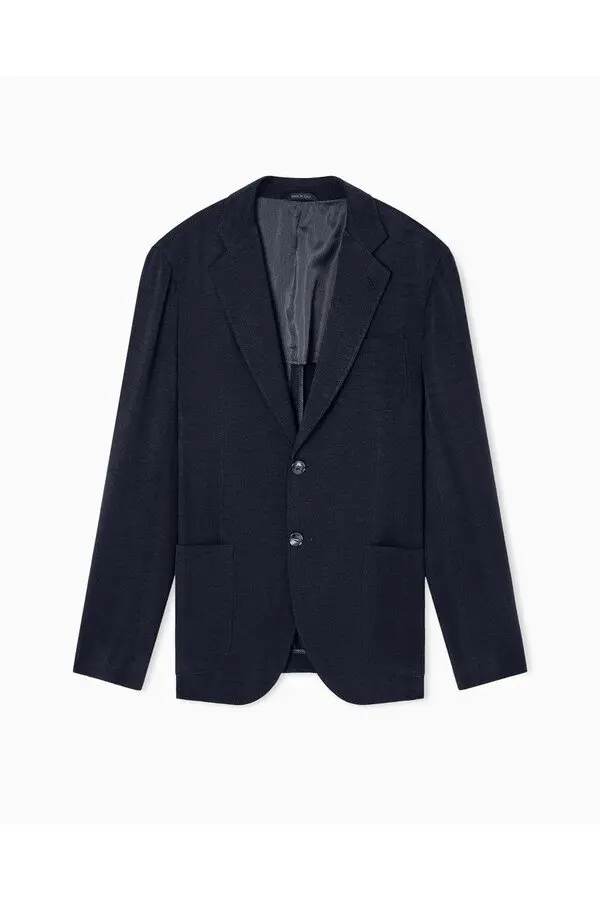 Giorgio Armani Upton Line Single-breasted Canneté Cupro Jacket - Black
