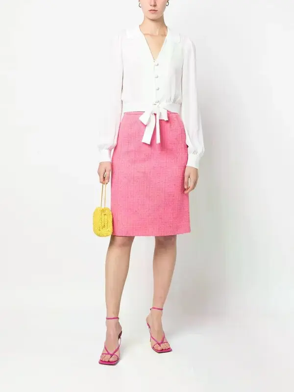 Moschino Cropped Tied-hem Silk Blouse