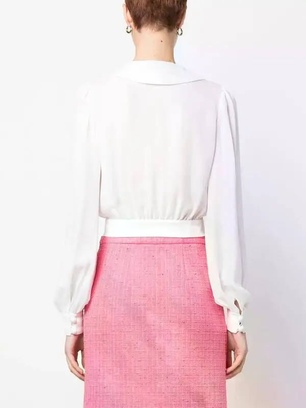 Moschino Cropped Tied-hem Silk Blouse