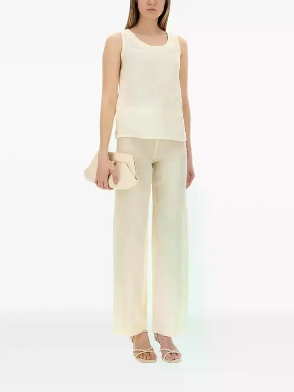 120% Lino Linen Round Neck Sleeveless Top - Neutrals