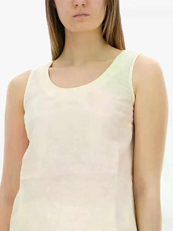120% Lino Linen Round Neck Sleeveless Top - Neutrals