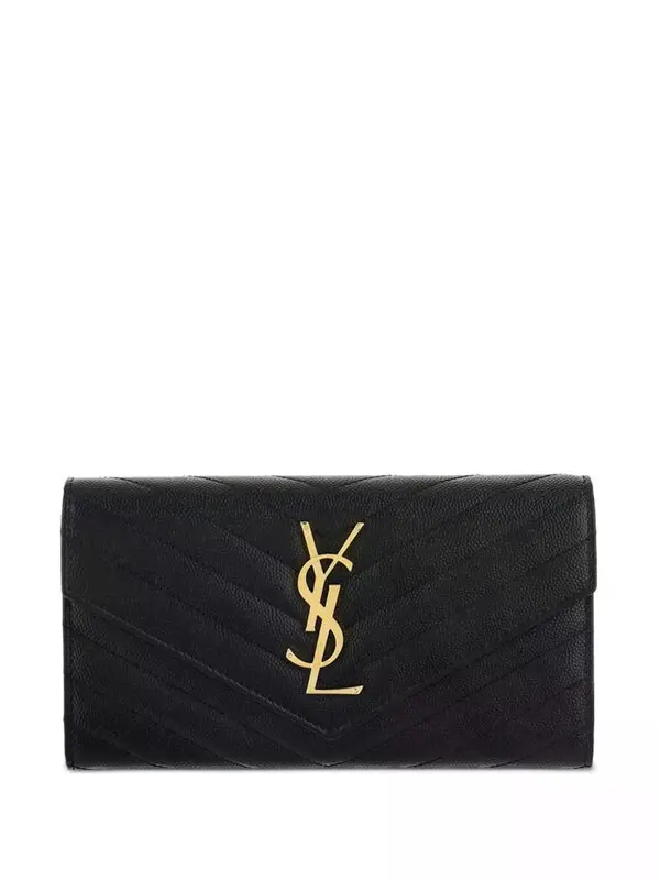 Saint Laurent Large Cassandre Matelassé Flap Wallet - Black