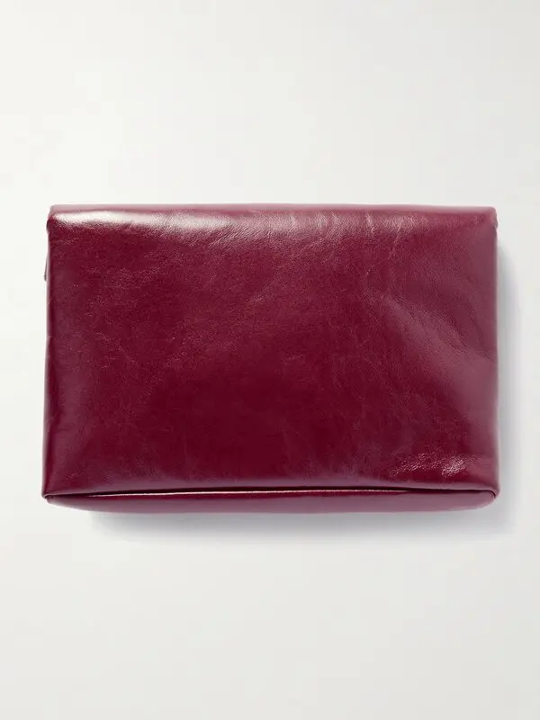 Saint Laurent Cassandre Large Glossed-leather Clutch - Red