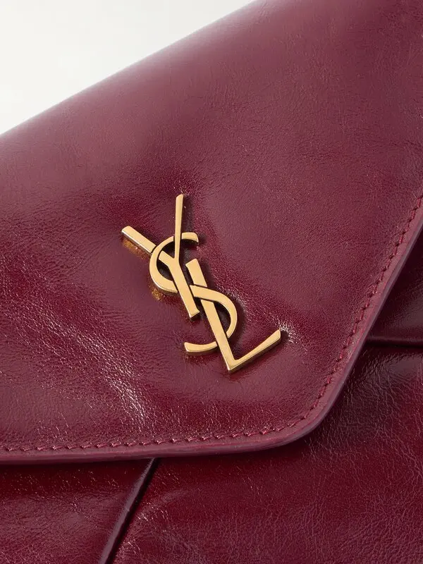 Saint Laurent Cassandre Large Glossed-leather Clutch - Red
