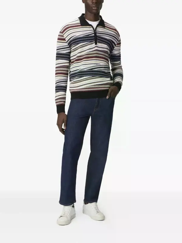 Missoni Striped-pattern Zip-neck Polo Shirt