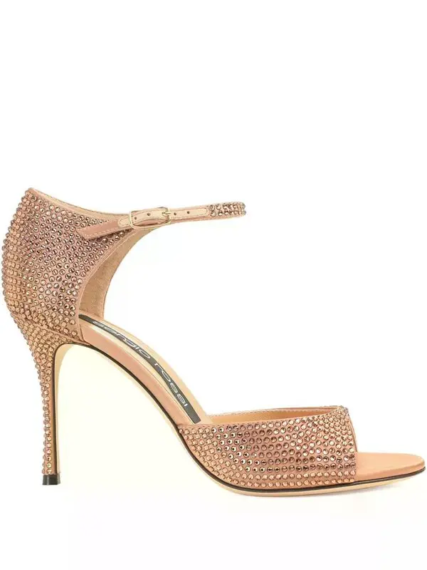 Sergio Rossi 75mm Godiva Crystal-Embellished Sandals In Neutrals