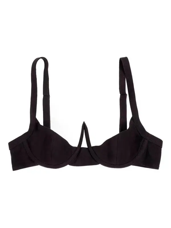 Natasha Zinko Plunge Cotton Bra - Black