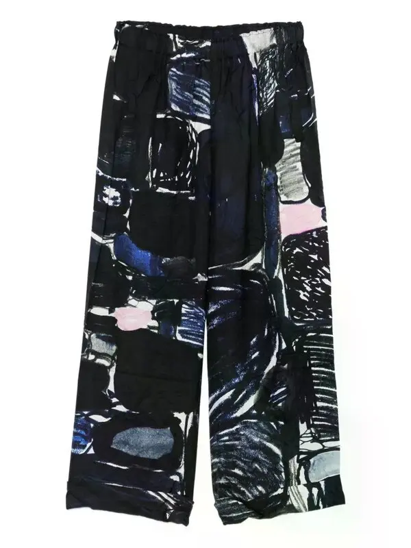 DANIELA GREGIS Abstract-print Trousers - Blue