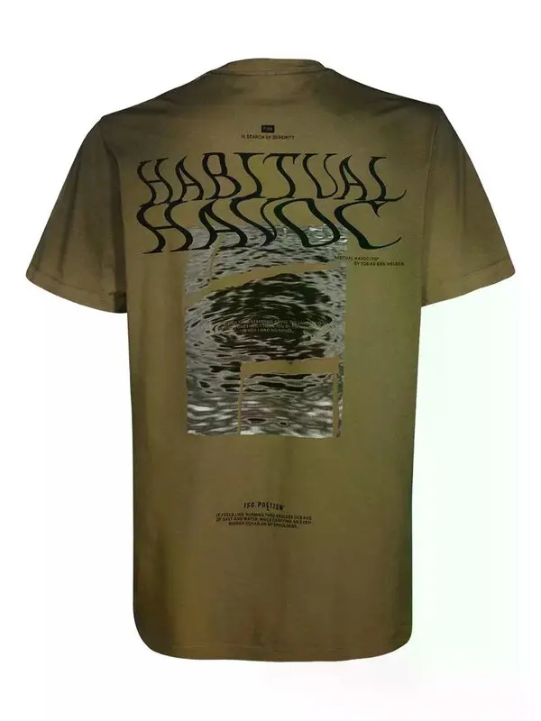 ISO.POETISM Ribbed-neckline Maxi-print T-shirt