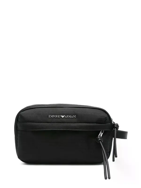Emporio Armani Logo-lettering Wash Bag - Black