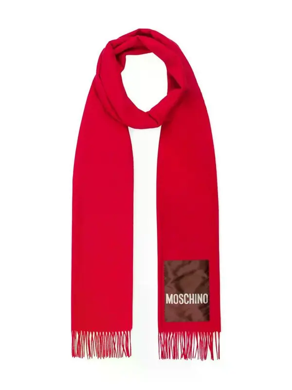 Moschino Logo-patch Fringed Scarf - Red