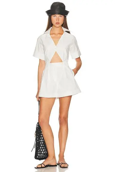 HELSA Romper In Tech Poplin - White