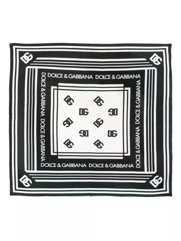 Dolce & Gabbana Logo-pattern Silk Scarf - Black