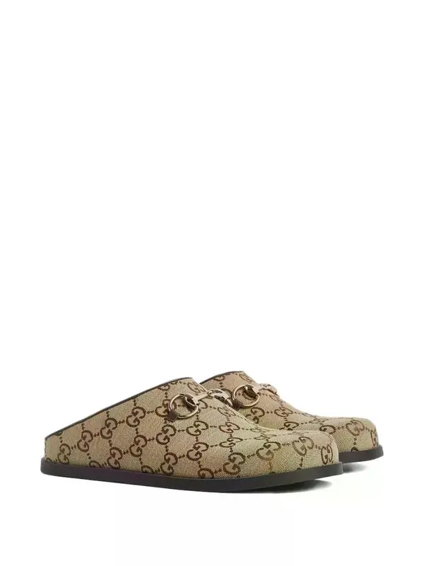 Gucci Gg Monogram Horsebit Flat Mules