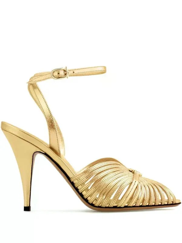 FERRAGAMO 95mm Gancini Logo-embellished Sandals - Gold