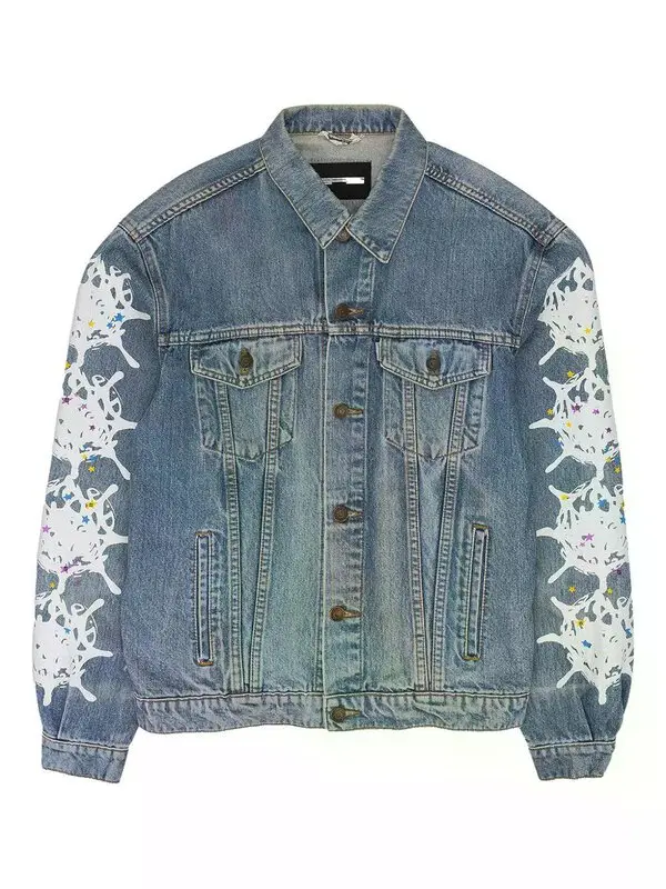 SP5DER Web-print Denim Jacket - Blue