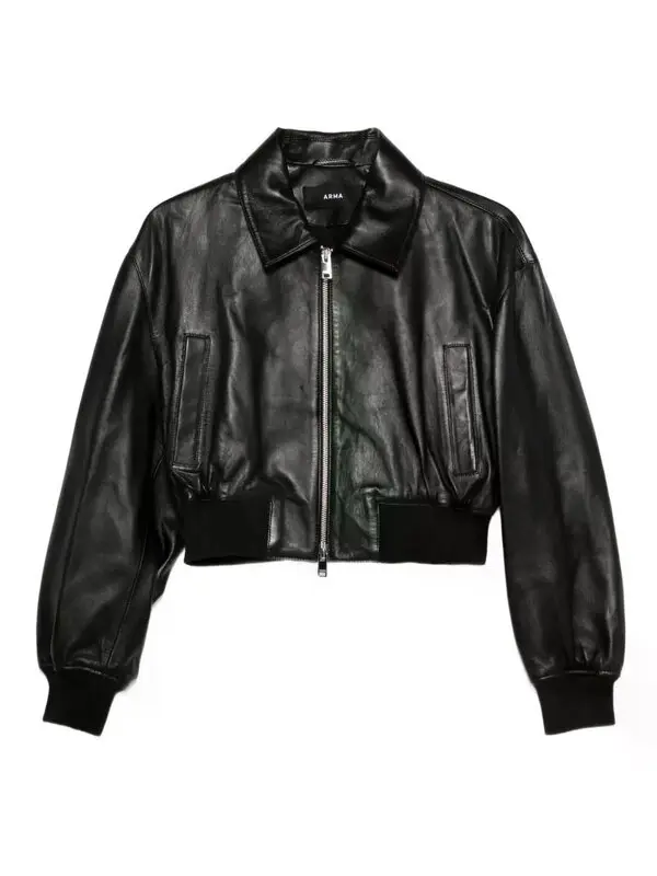 ARMA Desy Cropped Zip-front Leather Jacket