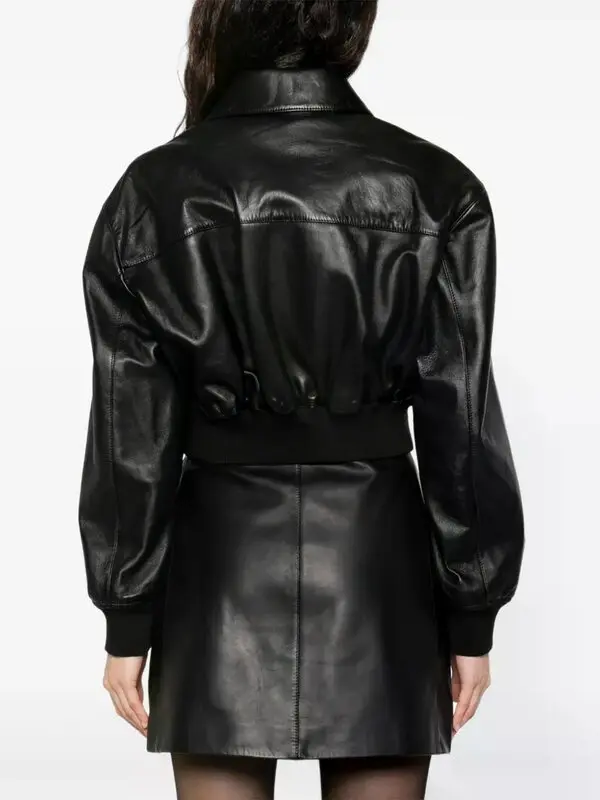 ARMA Desy Cropped Zip-front Leather Jacket