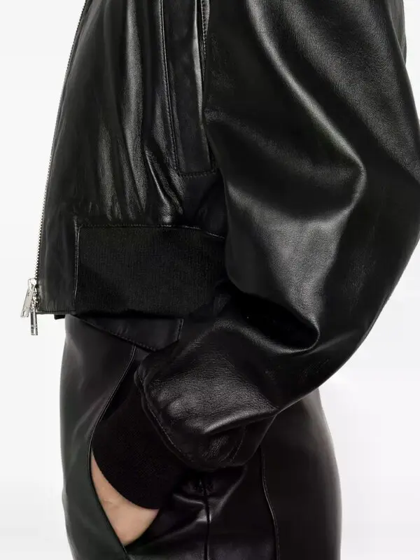 ARMA Desy Cropped Zip-front Leather Jacket
