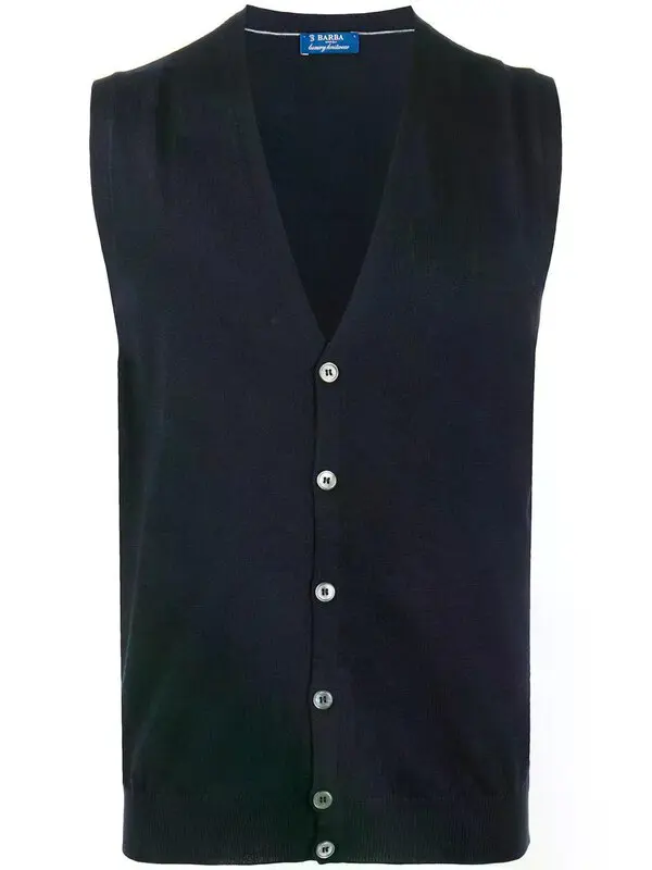 BARBA NAPOLI Sleeveless Virgin Wool Cardigan