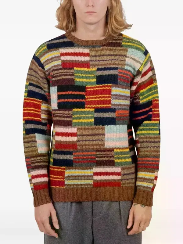 BEAMS Patchwork Crewneck Sweater