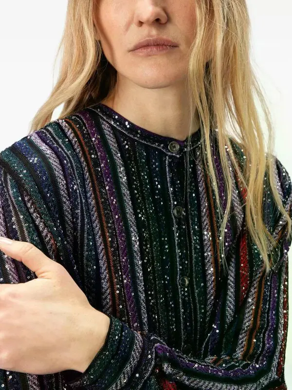 Missoni Sequin-striped Knit Blouse - Black