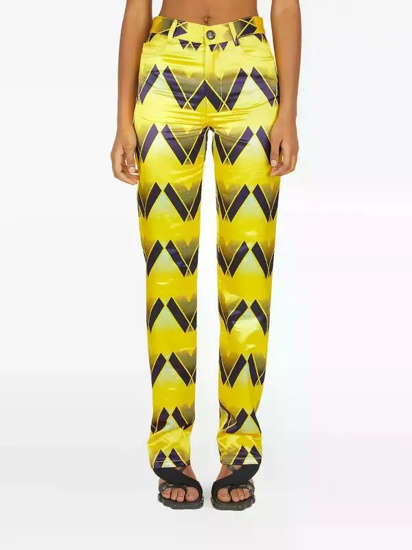 MERYLL ROGGE Graphic-print Satin Trousers - Yellow