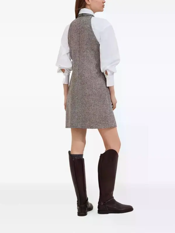 Brunello Cucinelli Halter-neck Herringbone Tweed Dress
