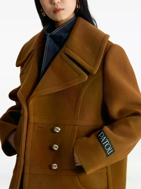 PATOU Double-breasted Buttoned Coat - Brown