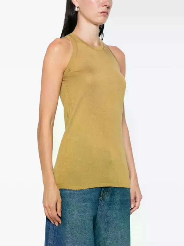 Frenckenberger Knitted Racer-neck Top - Gold