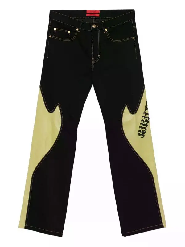 KUSIKOHC Leather-paneled Logo Jeans