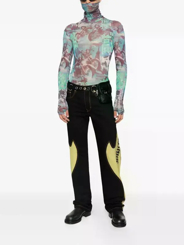 KUSIKOHC Leather-paneled Logo Jeans