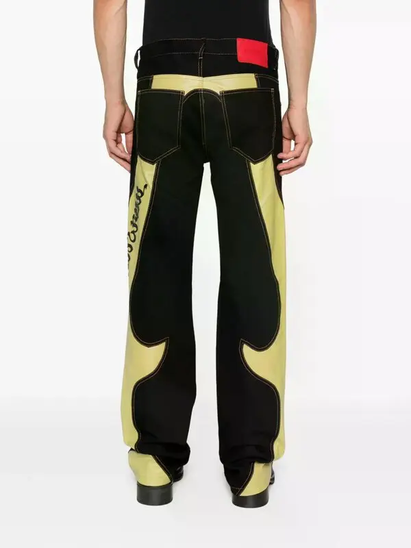 KUSIKOHC Leather-paneled Logo Jeans