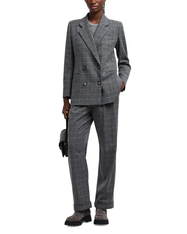 Emporio Armani Icon Checkered Flannel Wool Blend Blazer