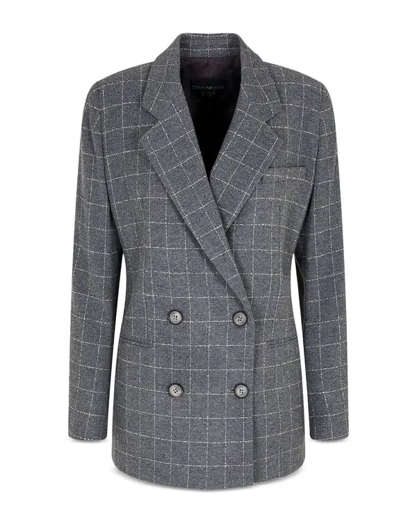 Emporio Armani Icon Checkered Flannel Wool Blend Blazer