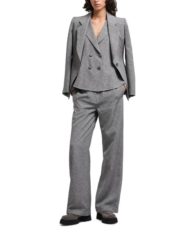 Emporio Armani Viscose And Wool Blend Chevron Blazer